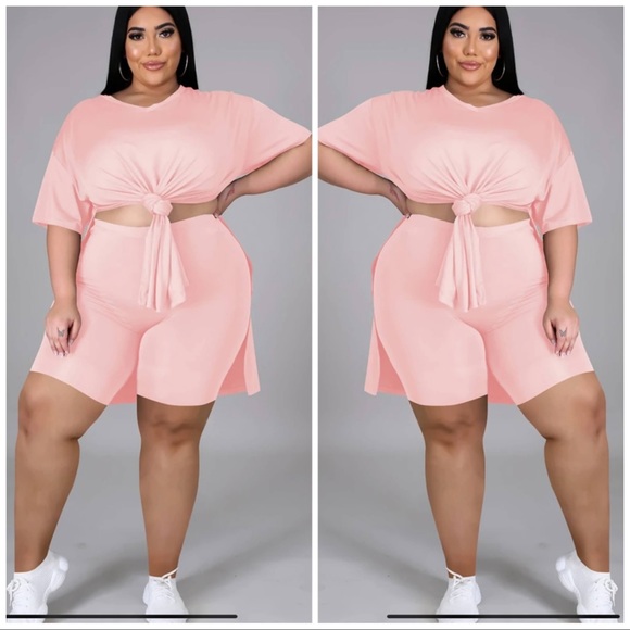 Shorts | Pluss Size Pink Short Set | Poshmark
